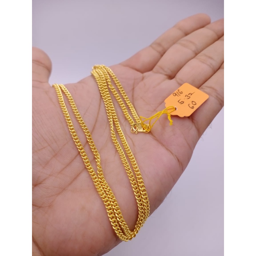 RANTAI LEHER GAJAH KOSONG EMAS 916 ORIGINAL | Shopee Malaysia