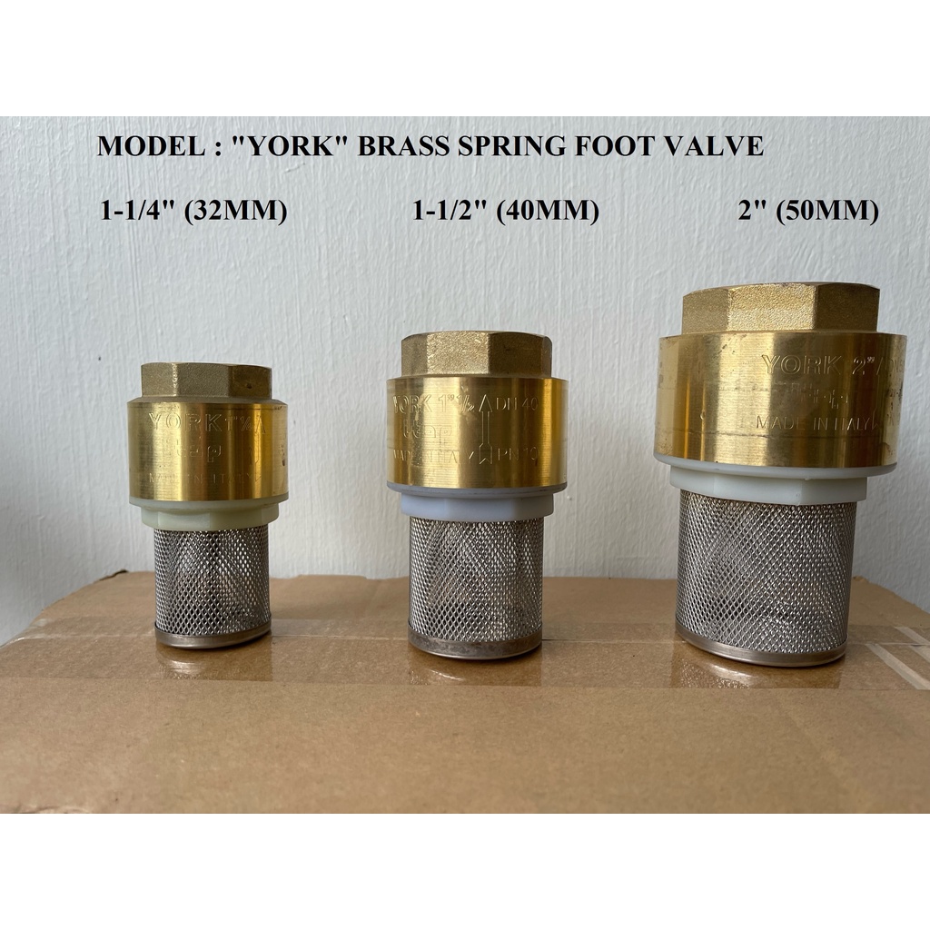 (100% ORIGINAL )"YORK" BRASS SPRING FOOT VALVE (1-1/4" TO 2") | Shopee ...