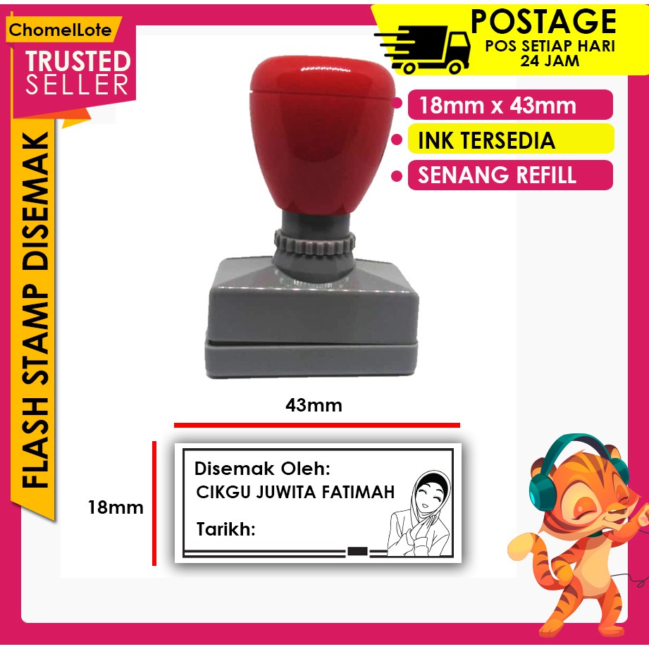 F1843 Cop Disemak Guru Flash Stamp Cop guru Rubber Stamp | Shopee Malaysia