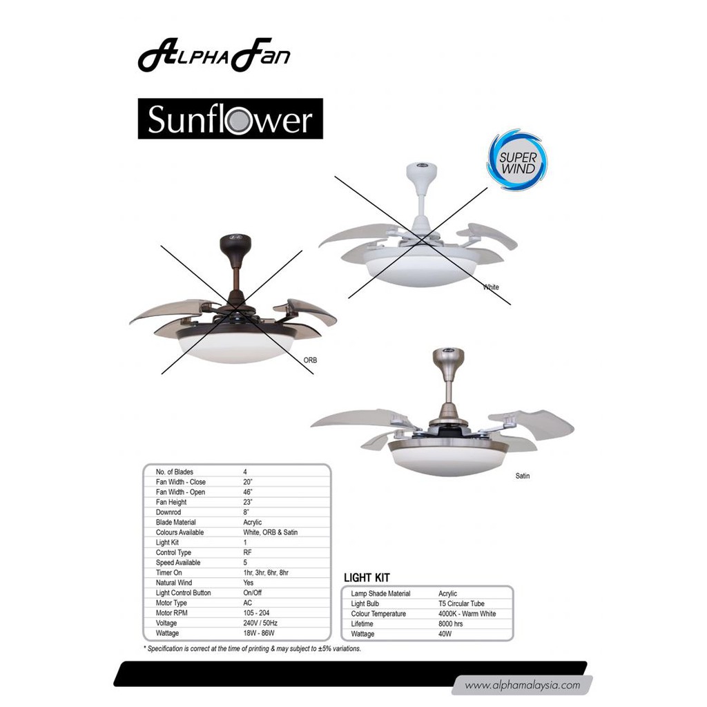 Alpha Sunflower Ceiling Fan Stainless Steel Colour | Shopee Malaysia