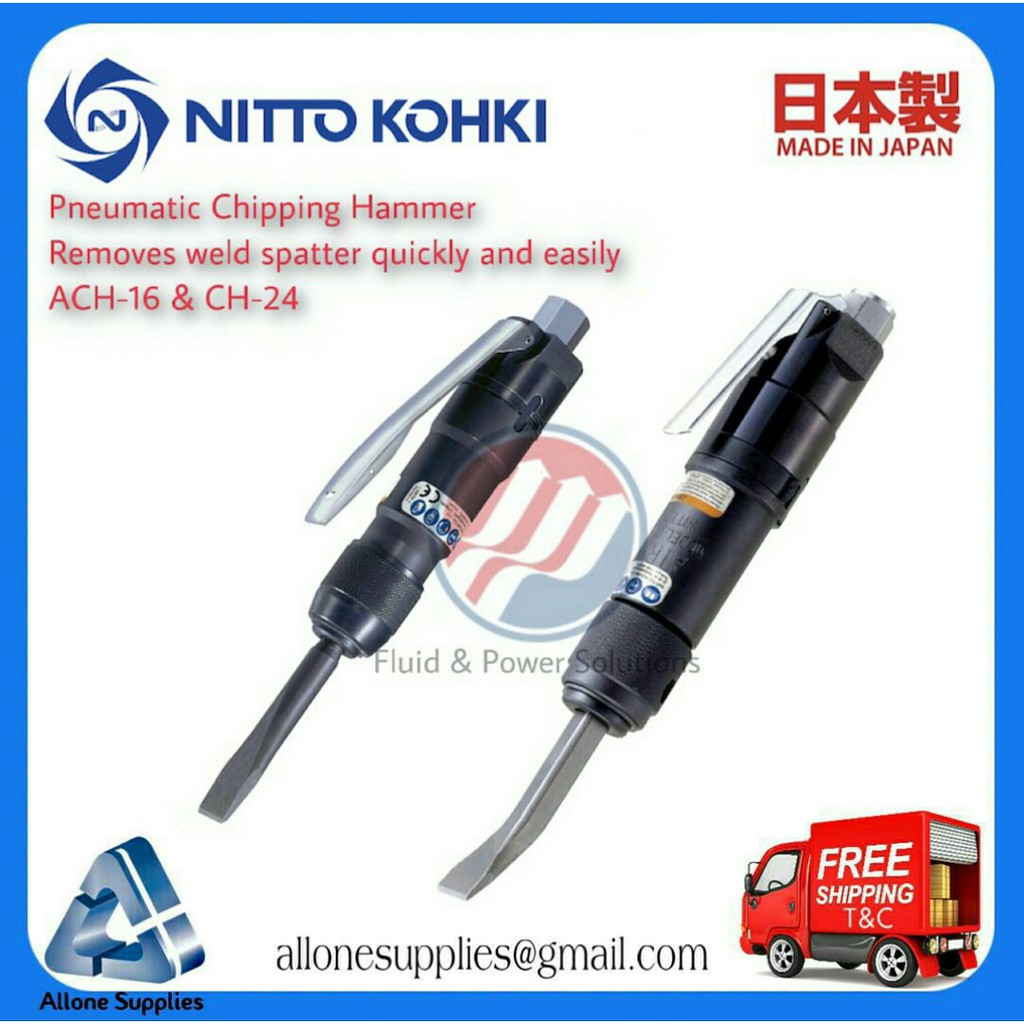 Genuine "Nitto Kohki" ACH-16 & CH-24 Pneumatic Chipping Hammer, Air Chipper, Scaling Tool ...