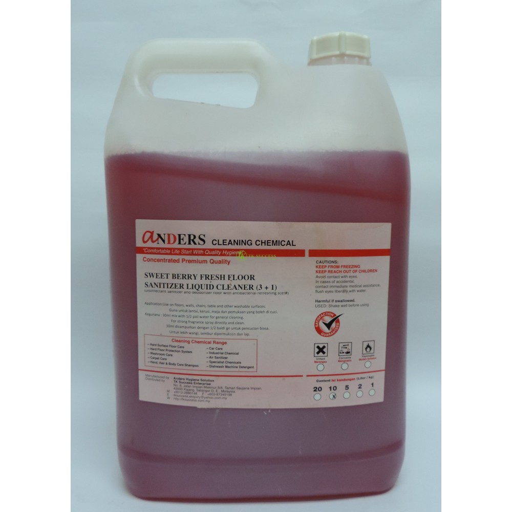 Anders Sweet Berry Fresh Floor Sanitizing Liquid Cleaner 3in1 (5L ...