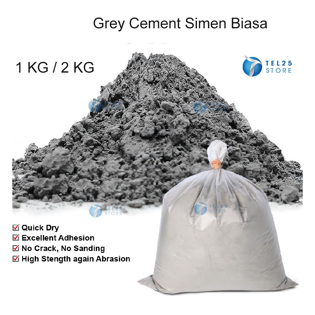[ 1 PACK ] 1 KG Grey Cement / 3 in 1 Simen / cement Biasa for Concrete ...