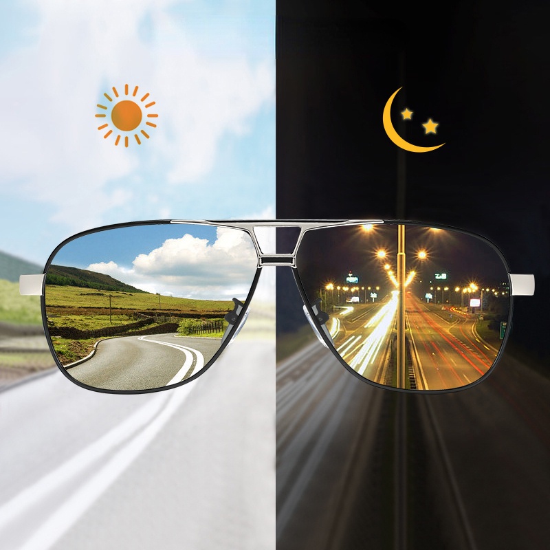 Vintage Square Photochromic Sunglasses Men Polarized Women Anti Glare