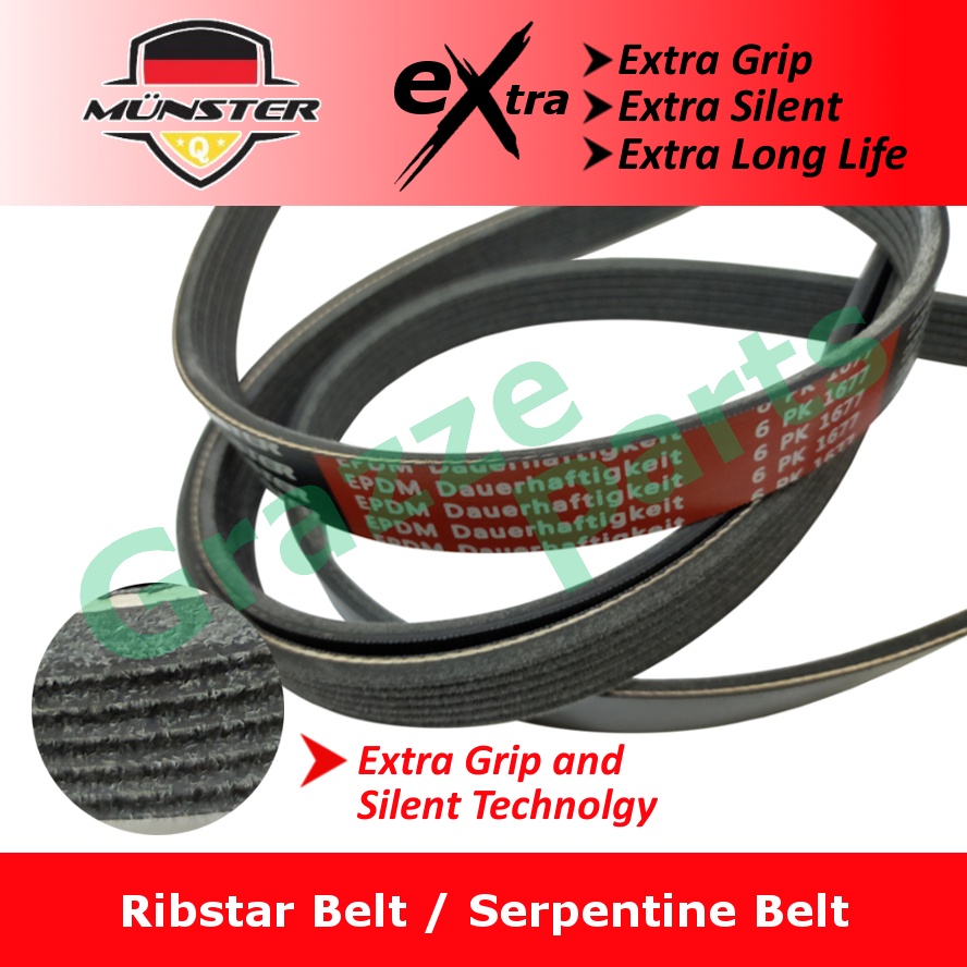Münster Rib Ribstar Fan Belt 6PK1677 (6PK1675) Proton Gen 2 Gen2 ...