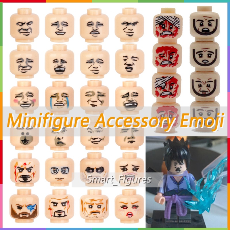 Accessories of Minifigure Funny Emoji Superhero Thor Spider-Man Black ...