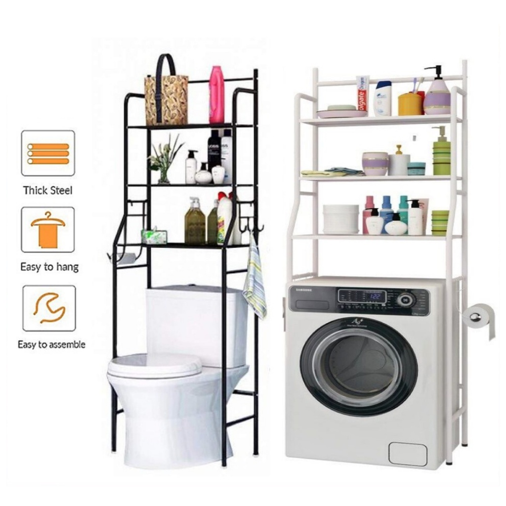 Toilet Rack 3 Tier Bathroom and Washing Machine Rack Toilet Rack Shelf ...