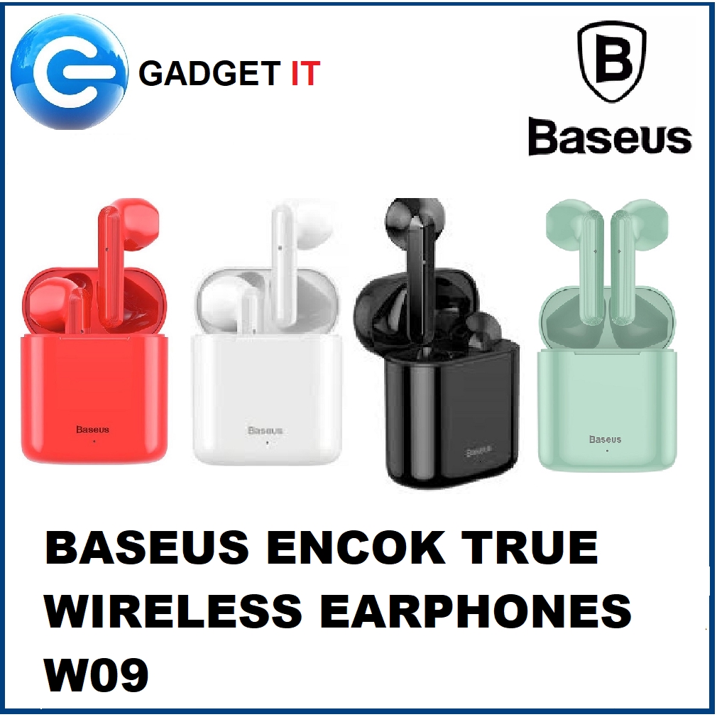 BASEUS ENCOK W09 BLACK/WHITE/GREEN/RED TRUE WIRELESS EARPHONE BLUETOOTH ...