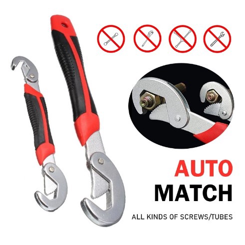 SNAP N GRIP 2PCS MULTIPURPOSE ADJUSTABLE WRENCH SPANNER SET RED & BLACK ...
