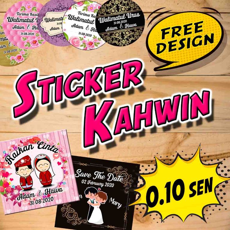 Sticker Kahwin/Bertunang/nikah/sticker doorgift/freegift/sticker nikah ...