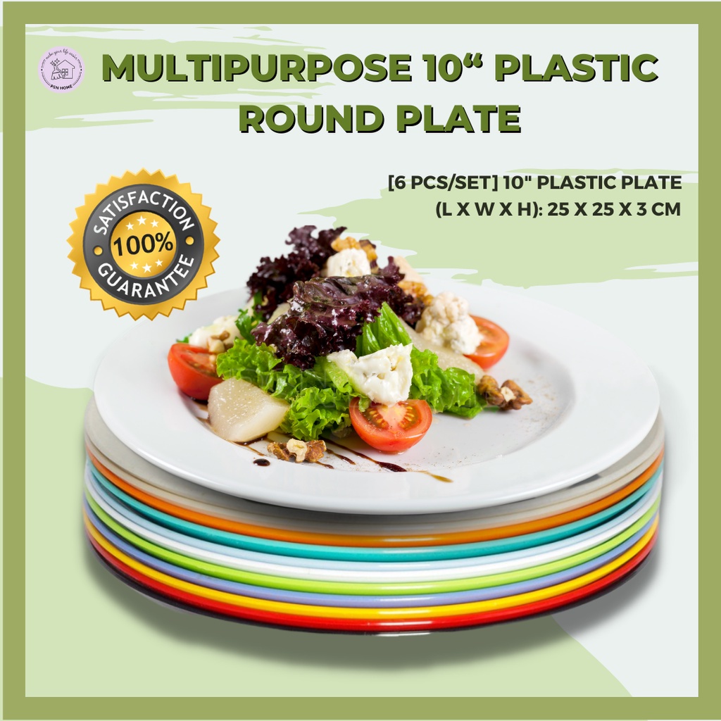 SWEET HOME 10 Inch Round Plastic Plate Pinggan Plastik (1 Set 6pcs ...
