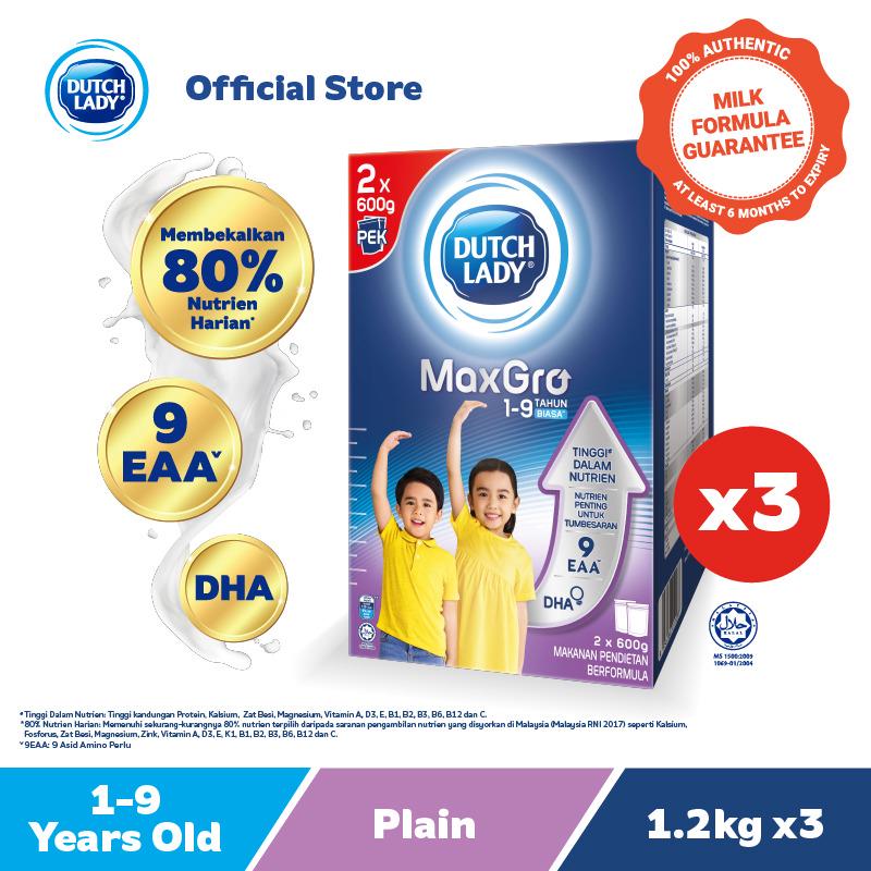Dutch Lady MaxGro 1-9 years (1.2kg x 3) | Shopee Malaysia