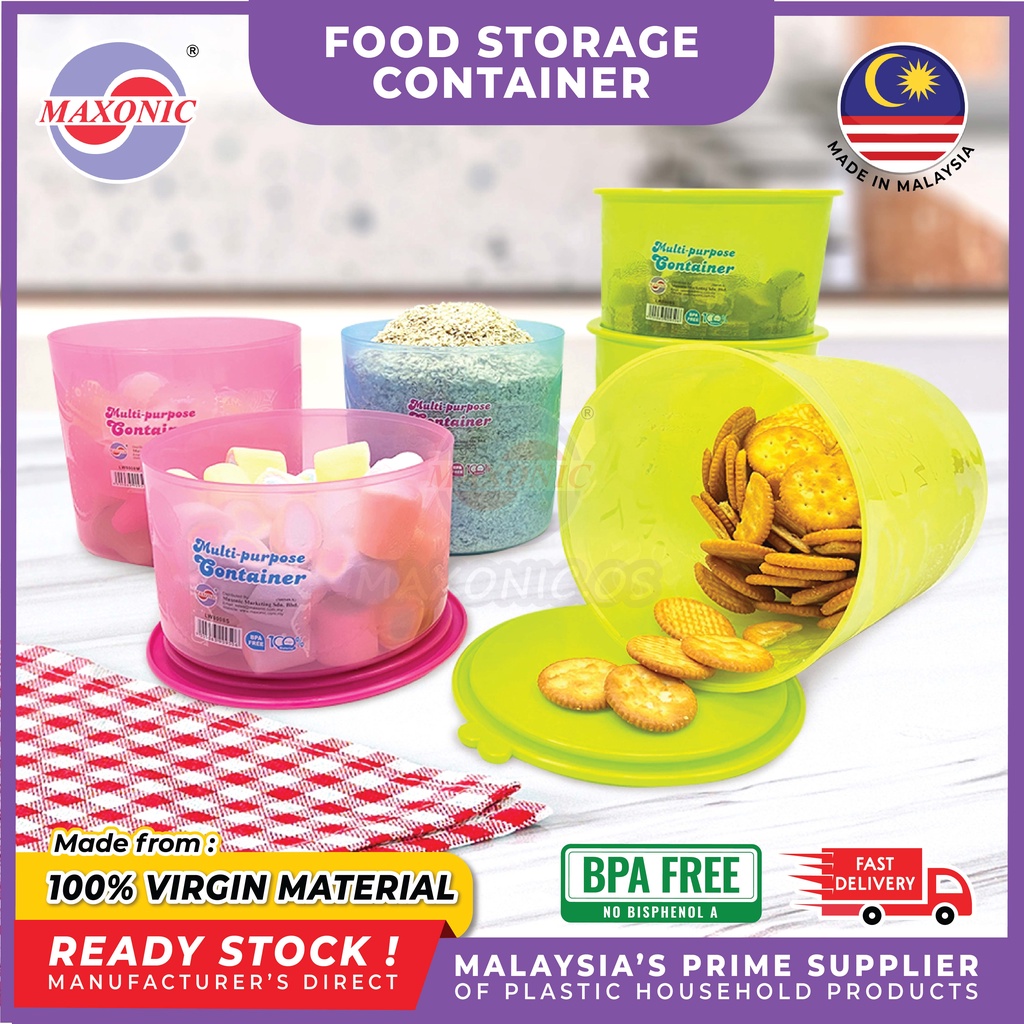 MAXONIC LIFEWARE 1.6/2.2/3L ROUND AIRTIGHT FOOD CONTAINER | Shopee Malaysia