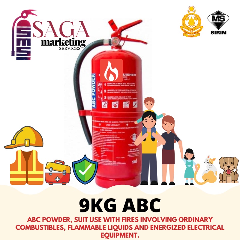 SAGA [9KG] FIRE EXTINGUISHER / PEMADAM API ABC powder SIRIM - [Stok dah ...