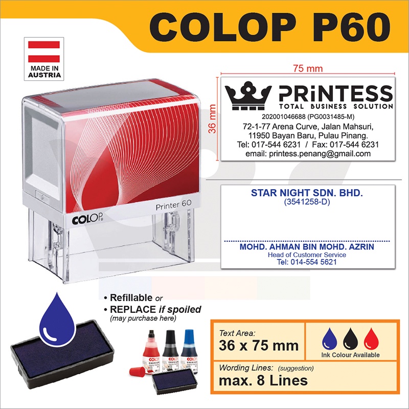 * SAME DAY POST * Rubber Stamp Colop P60 Cop (CHAT DETAIL | INK BIRU) 1PM cutoff | Shopee Malaysia