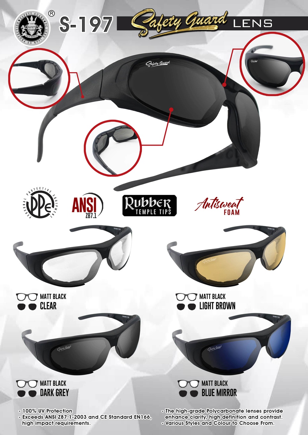 SAFETY GUARD SAFETY GLASSES/ EYE PROTECTION (S-197) - 100% UV & HIGH ...