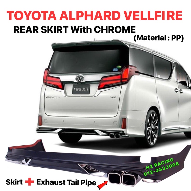 ALPHARD VELLFIRE 2015-2022 REAR SKIRT + CHROME MODELLISTA LOOK LIP ...
