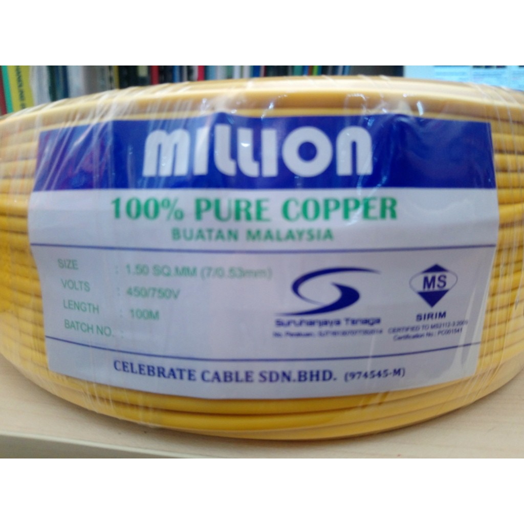 MILLION / CABLE LINK 1.5MM S/PVC WIRE (100% PURE COPPER) (SIRIM ...