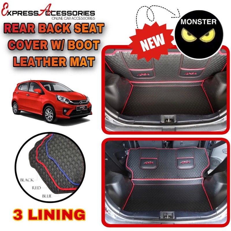 💥NEW💥 Perodua AXIA 2014 - 2019 PU Leather Car Seat’s Back Cover Mat ...