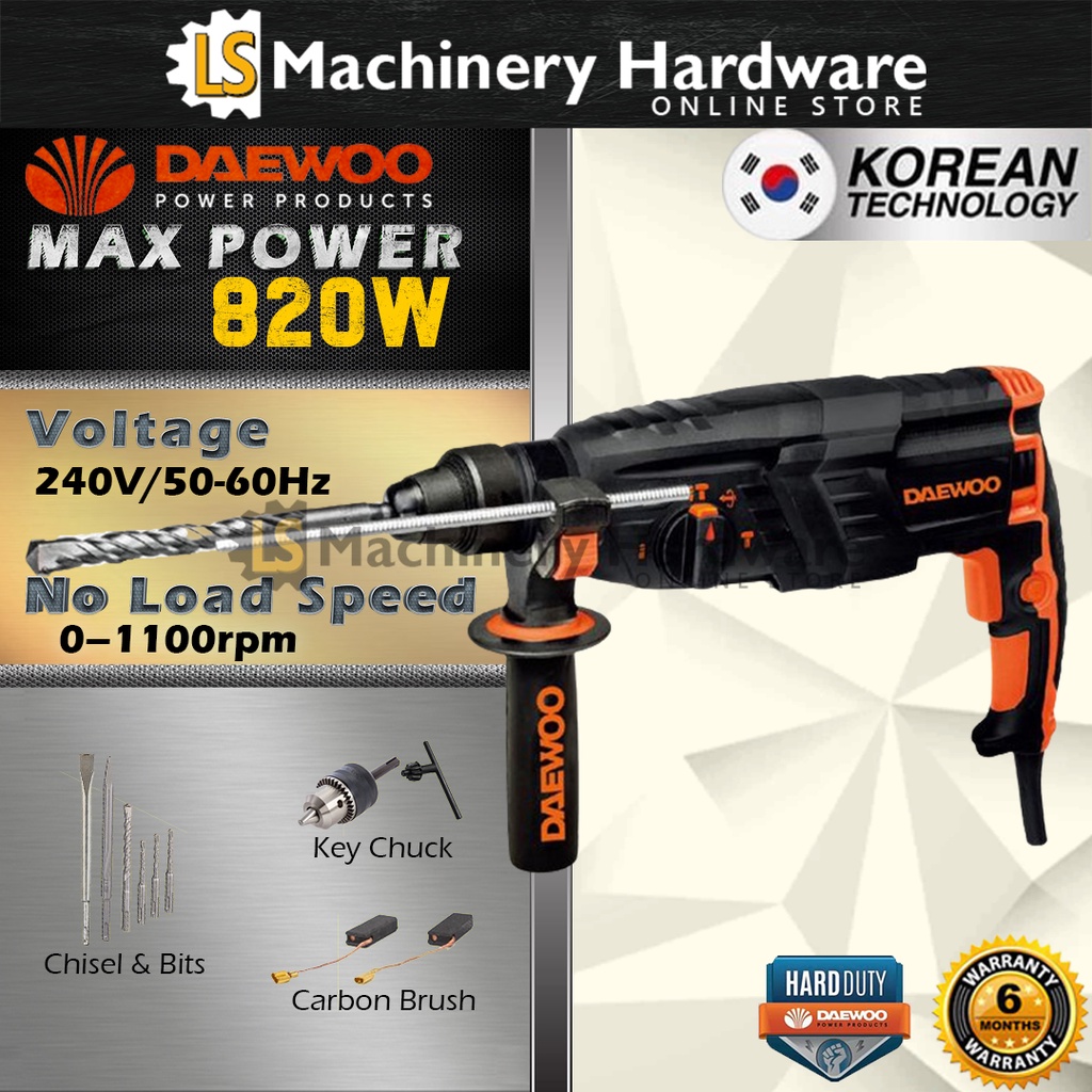 DAEWOO 4in1 26mm Rotary Hammer 850W DARH-26 with Chuck Head, Drill Bit ...