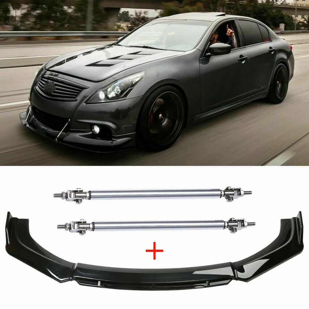 4PCS Universal Front Bumper Lip Spoiler Splitter Body Kit Guard + 15cm ...