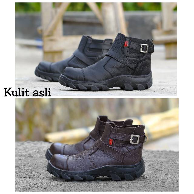 Safety Shoes SEMI BOOTS KICKERS Men Leather BOOT SAVETY BUT SEPTI BUTS ...