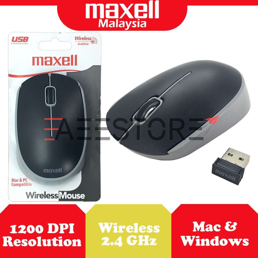(Original) Maxell MOWL 100 1200 DPI Ergonomic Design Wireless 2.4 GHz ...