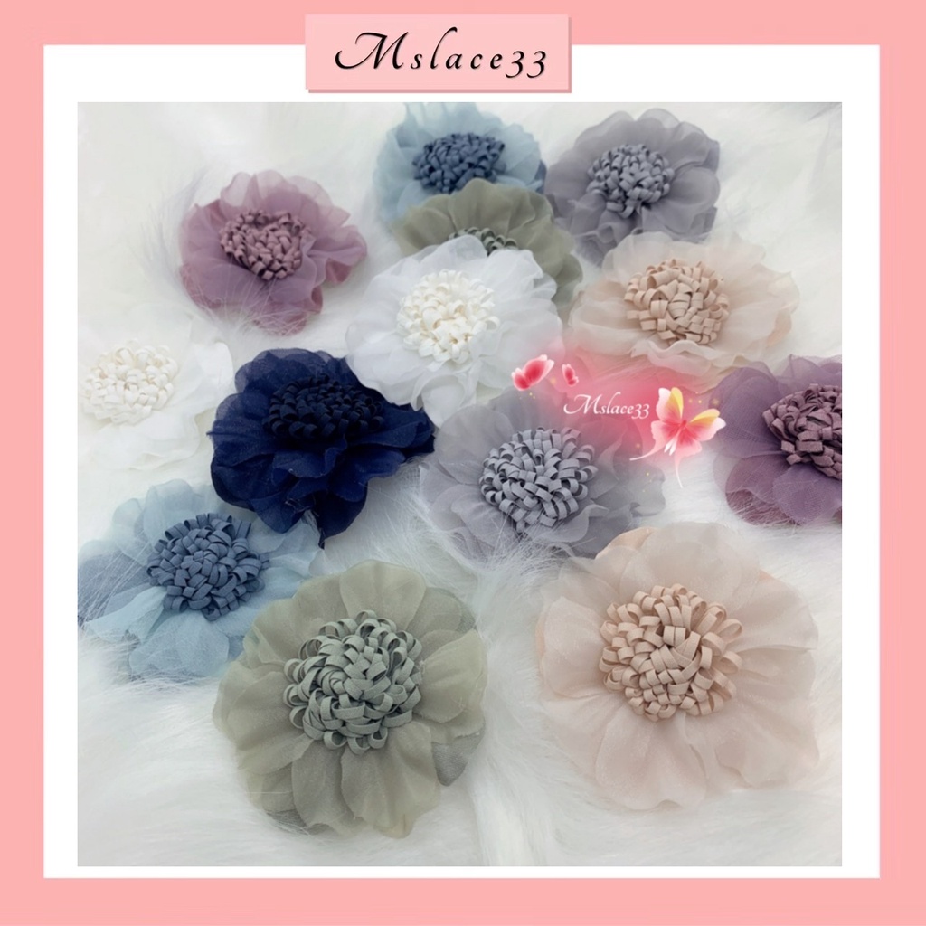 3D Bunga Tampal/Bunga 3D untuk baju / Handmade 3D Fabric Flowers ...