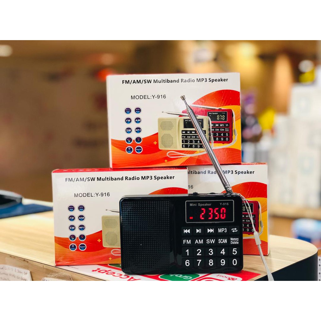 Y-916 FM AM Mini Audio MP3 Speaker with AUX USB 3.5mm Cable Mini Radio ...
