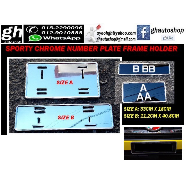 Chrome universal number plate frame holder (1 pc) | Shopee Malaysia