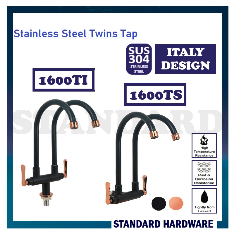 SUS304 Stainless Steel Twins Faucet / Pillar Sink Tap / Wall Sink Tap / Double Tap / Bottom Tap ...