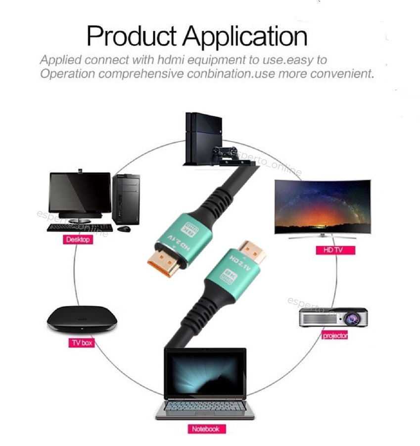 Hdm 2.1 Cable 8k Ultra High Speed 4K 120hz 48Gbps For TV Bluray DVD PS5 ...