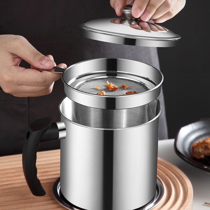 Bekas Minyak Keluli Tahan Karat 304 StainlessSteel Oil Pot Filter Oil ...