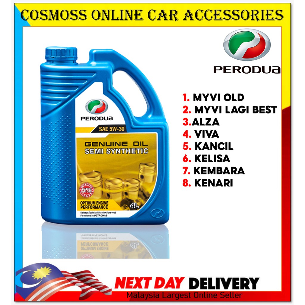 Perodua Semi Synthetic Engine Oil SAE 5W-30 4L Myvi Old Myvi Lagi Best ...