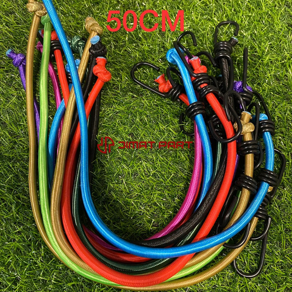 TALI CANGKUK MOTOR GETAH IKAT BARANG WITH HOOKS ELASTIC CORD 50CM 24 ...