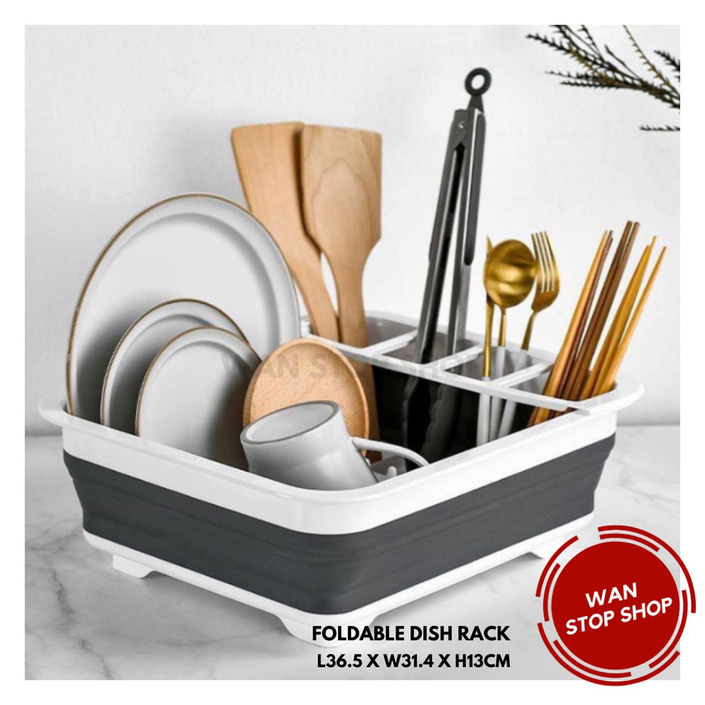Foldable Dish Rack Collapsible Kitchen Drainage Rack Cutlery Storage ...