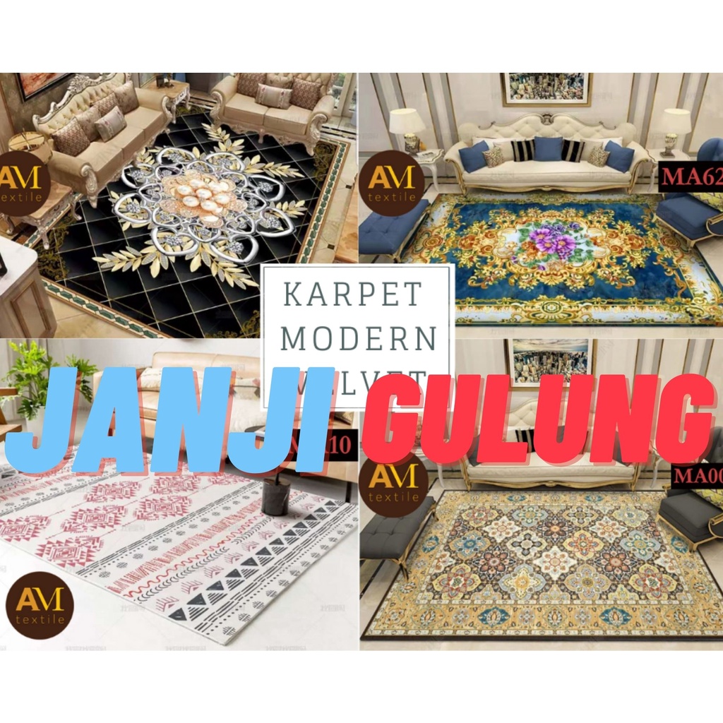 STOCK CLEARANCE KARPET BESAR [250x180CM] Carpet Karpet Moden Velvet 3D ...
