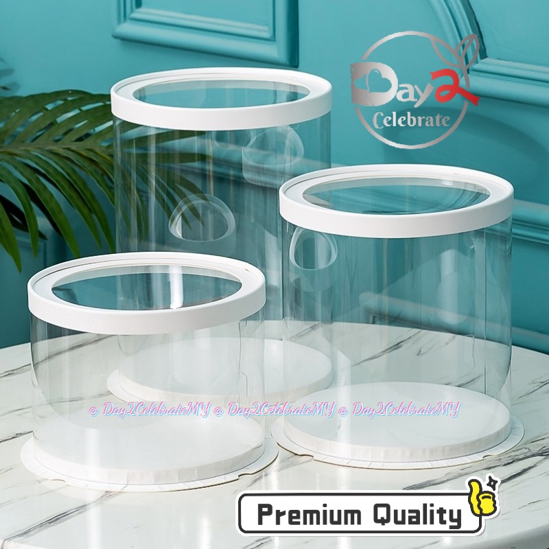 Round Transparent Cake Box with Window WHITE Gift Box Bouquet Birthday ...