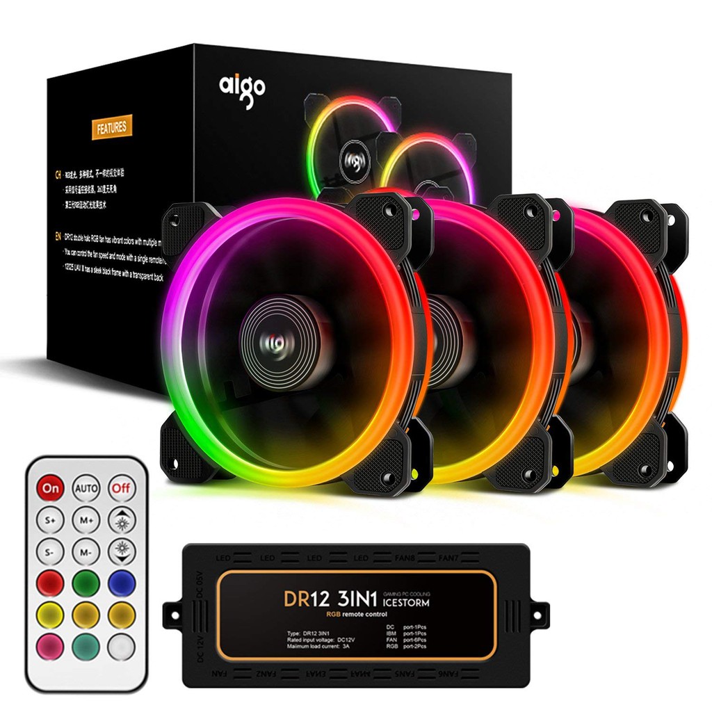 AIGO DR12 3 IN 1 DOUBLE RING RGB FAN ICESTORM | Shopee Malaysia