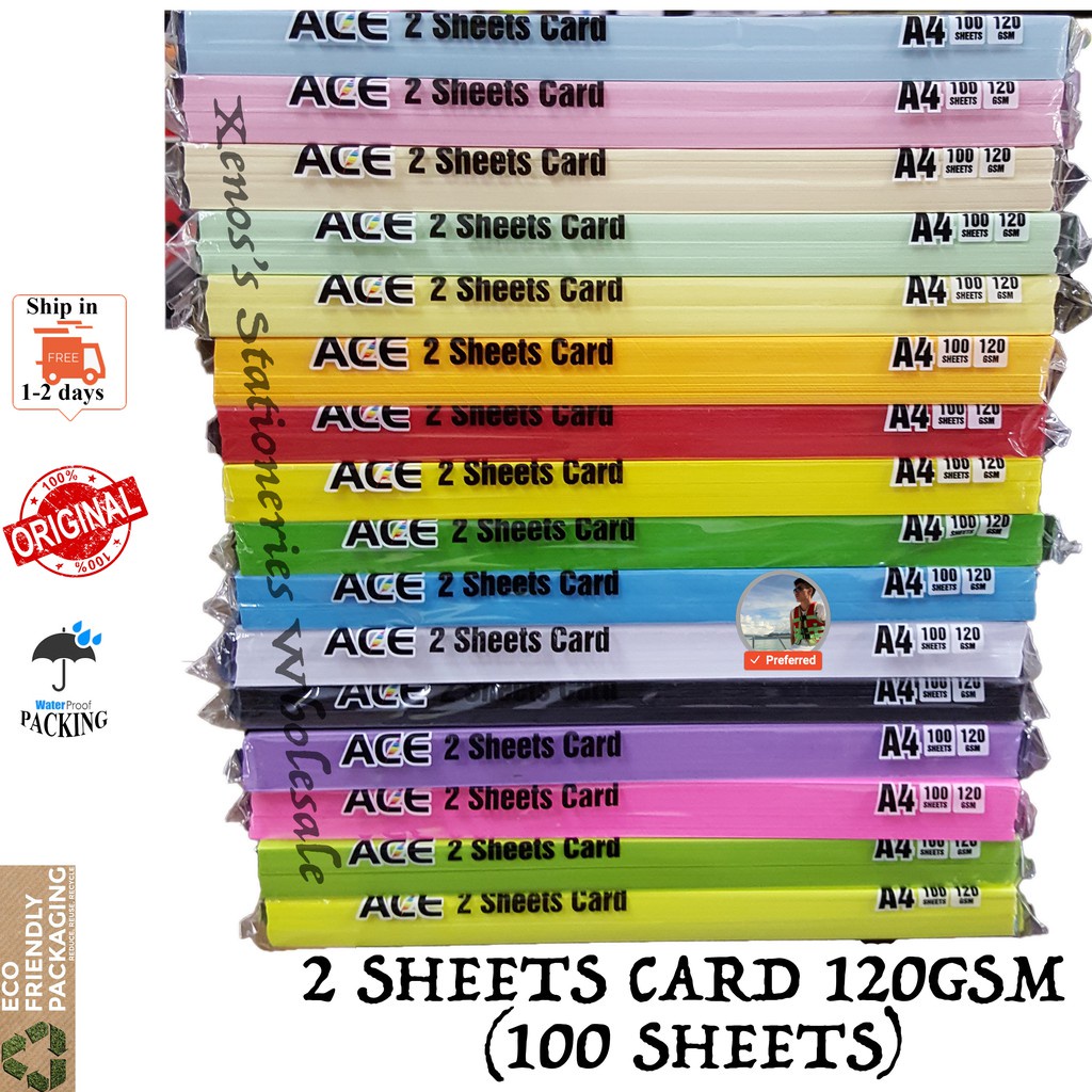 ACE TWO SHEETS CARD 120GSM A4 / ACE 2 SHEETS CARD 120GSM A4 (READY ...