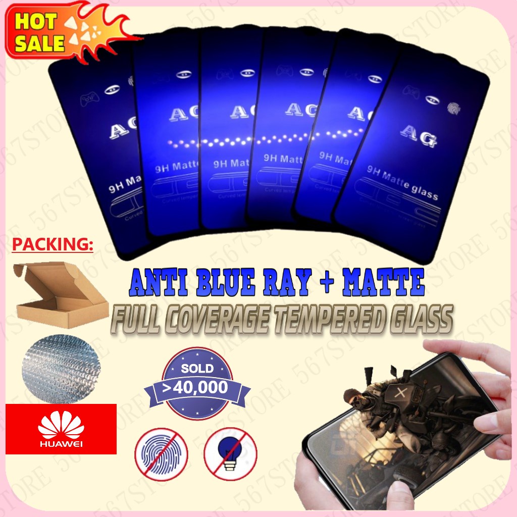 Huawei Anti Blue Matte Tempered Glass HD Nova 8i 9SE 3E 3 3i 2i 2 Lite ...