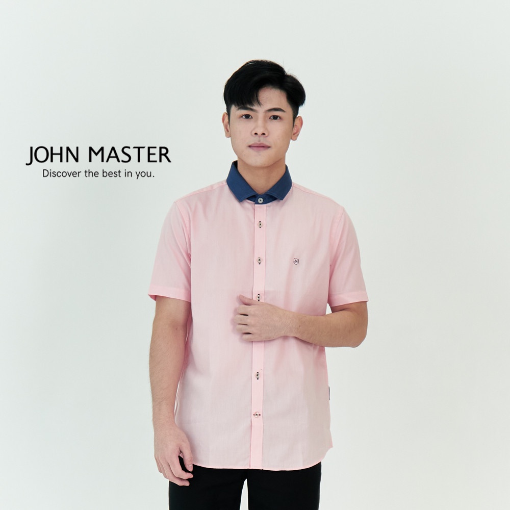 John Master - Men’s Tapered Fit Plain Short Sleeve 5521P-2194 | Shopee ...