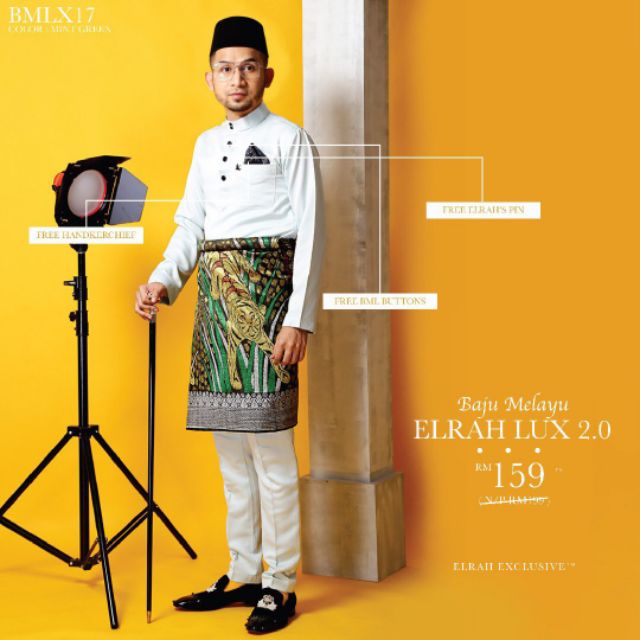 🔥BAJU MELAYU ELRAH LUXE 2.0🔥FREE HANDKERCHIEF+PIN+BUTANG LOGO ELRAH ...
