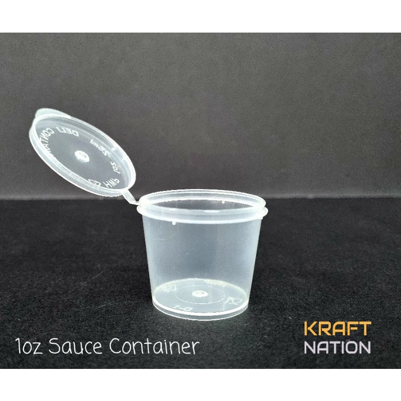 [Ready Stock] 10 pcs 1oz/25ml PP5 Sauce Container with attached Lid ...
