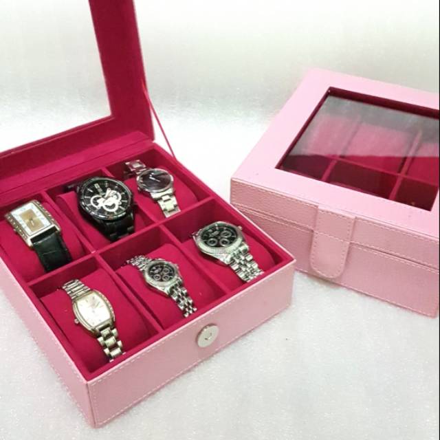 Sweet baby pink Clock box Contents 6 /watch box for 6 / watch box ...