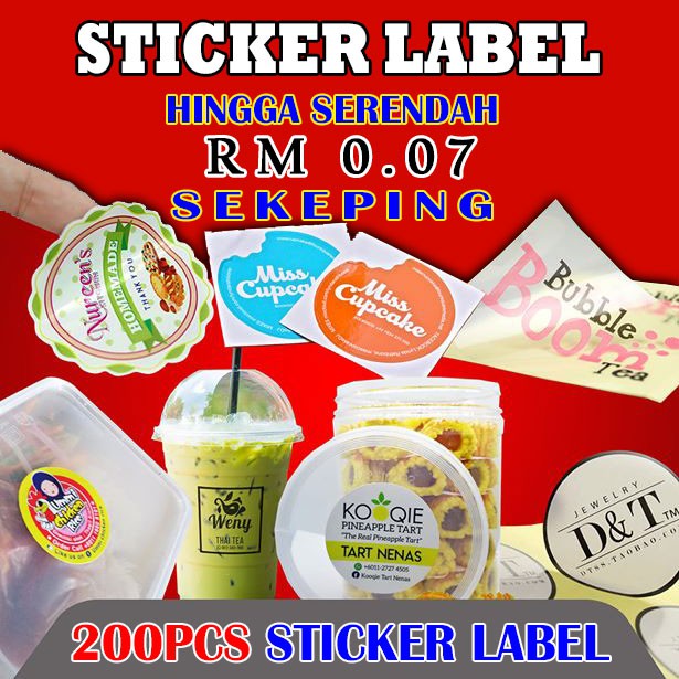 200PCS Cetak dan Potong Sticker Label | Shopee Malaysia