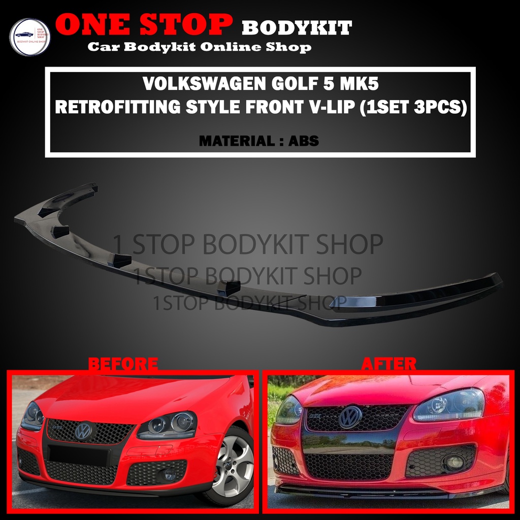 VOLKSWAGEN GOLF 5 MK5 RETROFITTING STYLE FRONT BUMPER LIP FRONT V-LIP ...