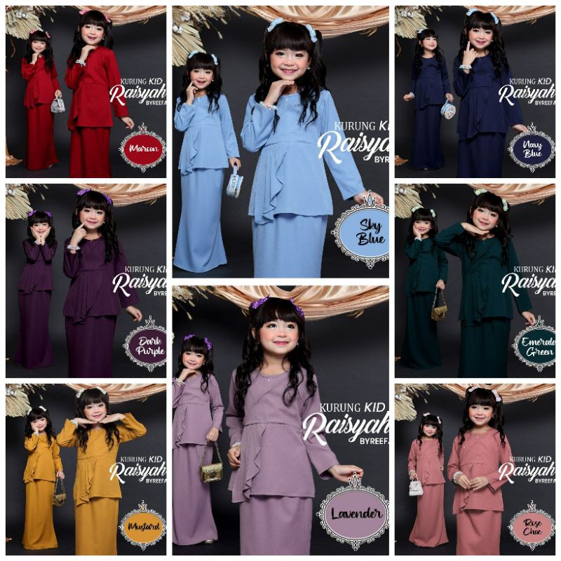 🌼🌈Kurung Raisyah Kids Bridesmaid (2-12 tahun)🌈🌼 | Shopee Malaysia