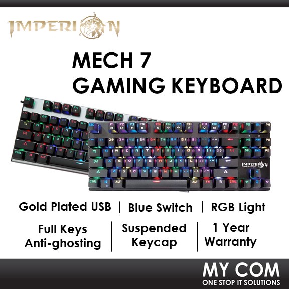 Imperion Mech 7 RGB Blue Switch Suspended Keycap 87 Keys Wired ...