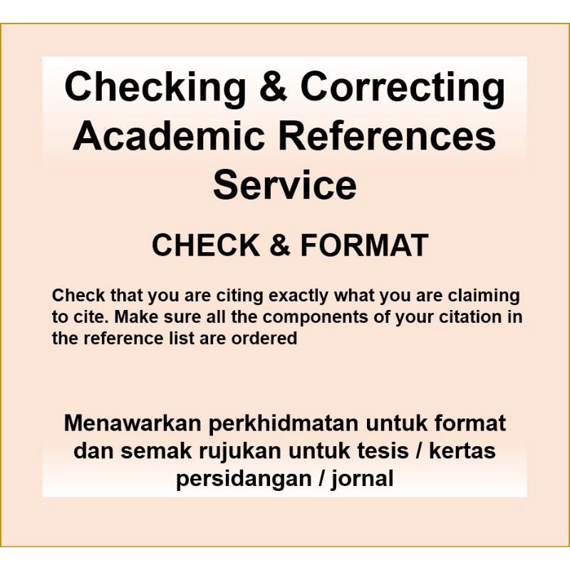 Citations Reference Checking Services (in text citation/reference list ...